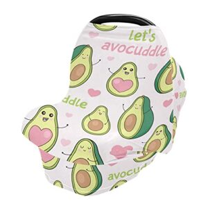 nursing cover breastfeeding scarf cute avocados with heart- baby car seat covers, infant stroller cover, carseat canopy(k)