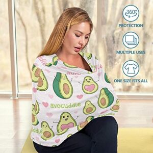 Nursing Cover Breastfeeding Scarf Cute Avocados with Heart- Baby Car Seat Covers, Infant Stroller Cover, Carseat Canopy(k)