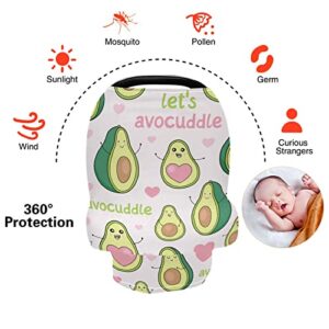 Nursing Cover Breastfeeding Scarf Cute Avocados with Heart- Baby Car Seat Covers, Infant Stroller Cover, Carseat Canopy(k)