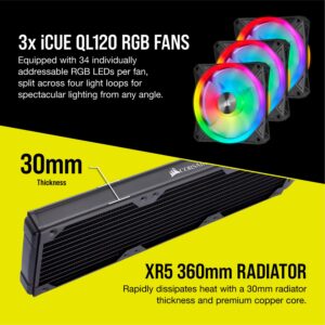 Corsair Hydro X Series XH305i Hardline Water Cooling Kit with/incl XC7 CPU Water Block, XR5 360mm Radiator, XD5 Pump Res and iCUE QL120 RGB Fans