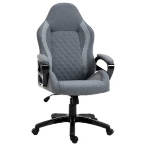 vinsetto ergonomic home office chair high back task computer desk chair with padded armrests, linen fabric, swivel wheels, and adjustable height, grey