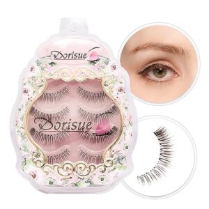 dorisue natural false lashes brown eyelashes 3d light color look real false eyelashes short handmade lashes wispies natural false eyelashes eye makeup fake eyelashes 4 pairs eyelashes pack