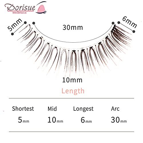 Dorisue Natural false Lashes Brown Eyelashes 3D Light Color Look Real False Eyelashes Short Handmade lashes wispies Natural False Eyelashes Eye Makeup Fake Eyelashes 4 Pairs eyelashes pack