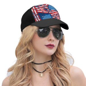 Baseball Cap American Flag Adjustable Anti UV Sun Hat Washed Cotton Outdoor Dad Hat for Men Women