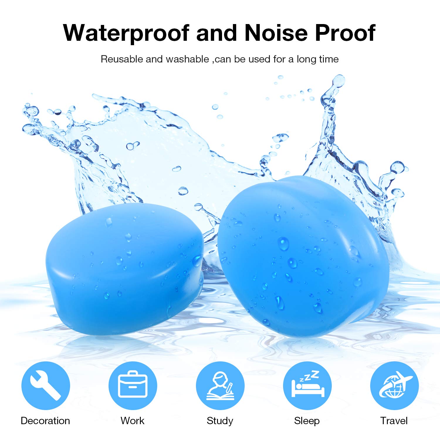 Frienda 21 Pairs Ear Plugs for Sleeping Reusable Moldable Silicone Earplugs Soft Noise Cancelling Earplugs Sound Blocking Ear Plugs with Case for Swimming Concert 32dB NRR (White, Blue, Orange)