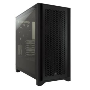 corsair 4000d airflow tempered glass mid-tower atx case - high-airflow - cable management system - spacious interior - two included 120 mm fans - black