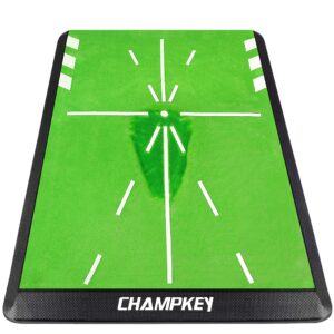 champkey premium impact golf mat 1.0 edition | path feedback golf practice mat | advanced guides and rubber backing golf hitting mat（13" x 17"）