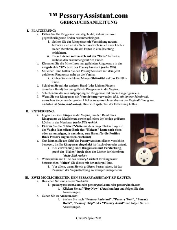 PessaryAssistant (U.S. Patent # D814,031)