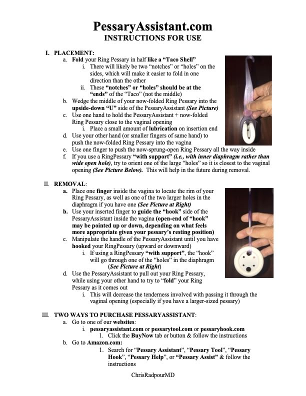 PessaryAssistant (U.S. Patent # D814,031)