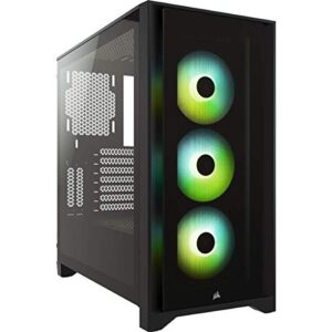 corsair icue 4000x rgb tempered glass mid-tower atx pc case - 3x sp120 rgb elite fans - icue lighting node core controller - high airflow - black