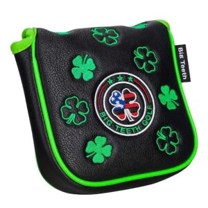 Big Teeth Lucky Clover Mallet Putter Cover Magnetic, Putter Covers for Golf Clubs Mallet, Putter Headcover Mallet Funny Fit Taylormade Scotty Cameron Large Square Putter Head