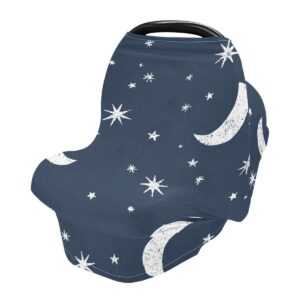 nursing cover breastfeeding scarf moon and stars- baby car seat covers, stroller cover, carseat canopy (f)