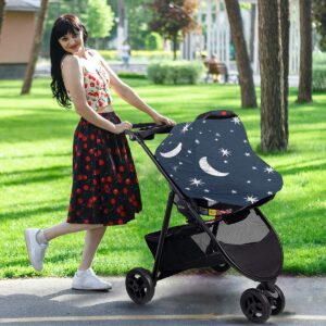 Nursing Cover Breastfeeding Scarf Moon and Stars- Baby Car Seat Covers, Stroller Cover, Carseat Canopy (f)