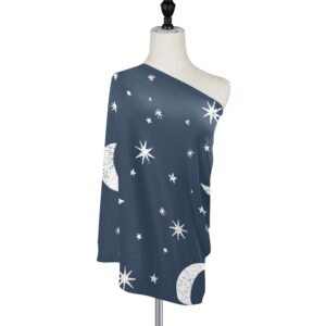 Nursing Cover Breastfeeding Scarf Moon and Stars- Baby Car Seat Covers, Stroller Cover, Carseat Canopy (f)