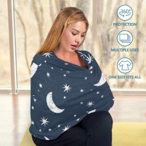 Nursing Cover Breastfeeding Scarf Moon and Stars- Baby Car Seat Covers, Stroller Cover, Carseat Canopy (f)