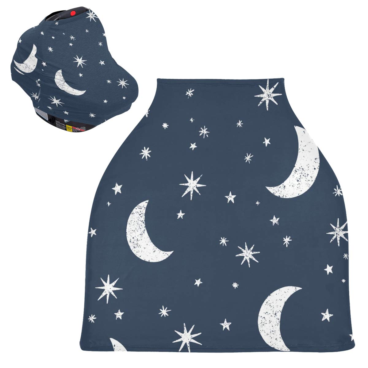 Nursing Cover Breastfeeding Scarf Moon and Stars- Baby Car Seat Covers, Stroller Cover, Carseat Canopy (f)