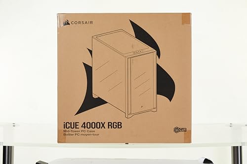 CORSAIR iCUE 4000X RGB Tempered Glass Mid-Tower ATX PC Case - 3X SP120 RGB Elite Fans - iCUE Lighting Node CORE Controller - High Airflow - White