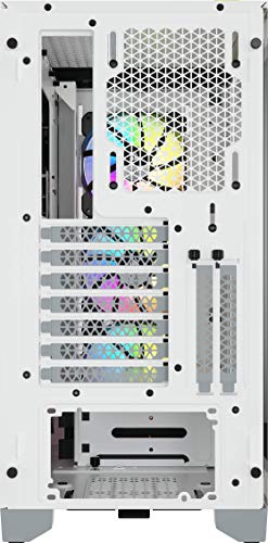 CORSAIR iCUE 4000X RGB Tempered Glass Mid-Tower ATX PC Case - 3X SP120 RGB Elite Fans - iCUE Lighting Node CORE Controller - High Airflow - White