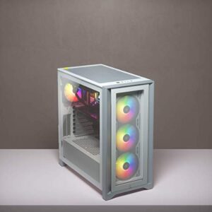 CORSAIR iCUE 4000X RGB Tempered Glass Mid-Tower ATX PC Case - 3X SP120 RGB Elite Fans - iCUE Lighting Node CORE Controller - High Airflow - White