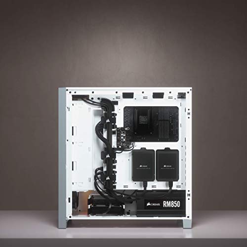 CORSAIR iCUE 4000X RGB Tempered Glass Mid-Tower ATX PC Case - 3X SP120 RGB Elite Fans - iCUE Lighting Node CORE Controller - High Airflow - White