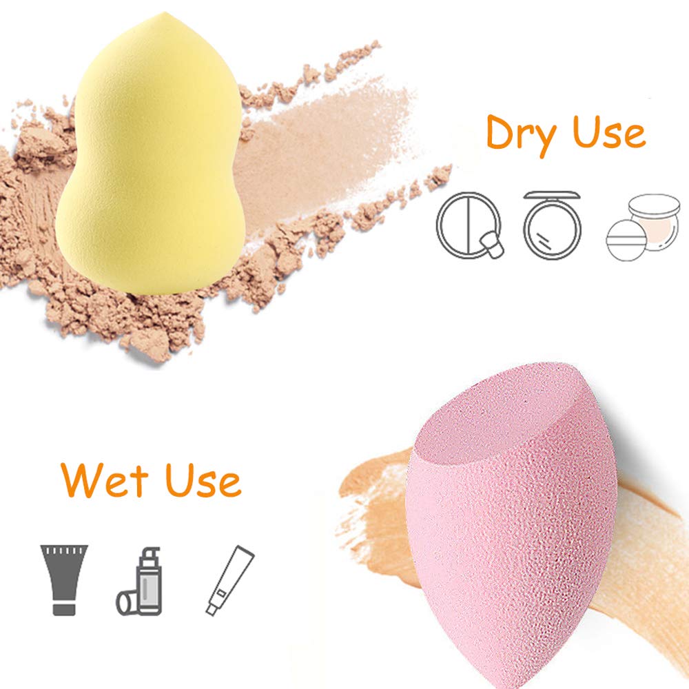 Abgream 24pcs Makeup Sponge Blender Set - 21 Pcs Latex-Free Vegan Sponges with 3 Pcs Makeup Blender Holder, Beauty Cosmetic Foundation Blending Powder Puff for Liquid Powers BB Cream (Style 1)