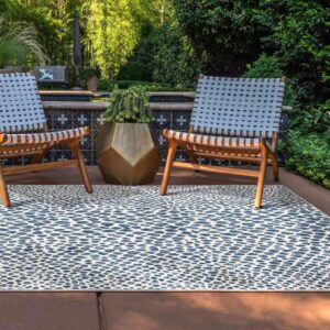 Unique Loom Outdoor Collection Area Rug - Cape Town (7' 1' x 10' Rectangle, Blue/ Olive)