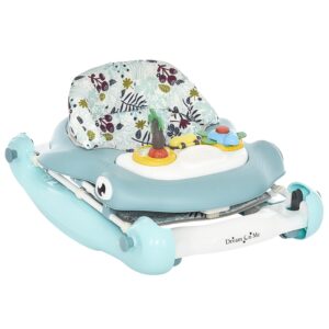 Dream on Me 2-in-1 Aloha Fun Baby Walker in Blue, Easily Convertible Baby Walker, Adjustable Three Position Height Settings, Easy to Fold and Store