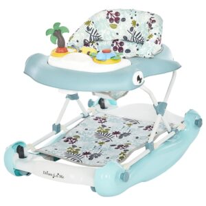 Dream on Me 2-in-1 Aloha Fun Baby Walker in Blue, Easily Convertible Baby Walker, Adjustable Three Position Height Settings, Easy to Fold and Store