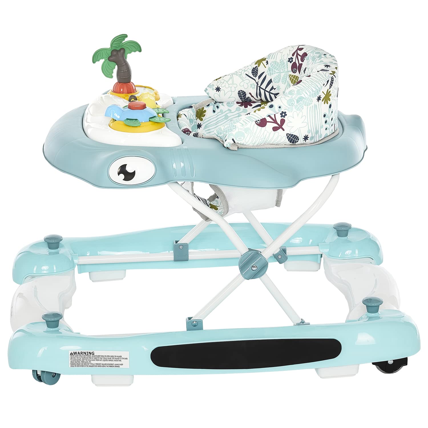 Dream on Me 2-in-1 Aloha Fun Baby Walker in Blue, Easily Convertible Baby Walker, Adjustable Three Position Height Settings, Easy to Fold and Store