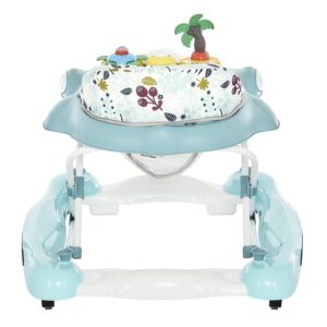 Dream on Me 2-in-1 Aloha Fun Baby Walker in Blue, Easily Convertible Baby Walker, Adjustable Three Position Height Settings, Easy to Fold and Store