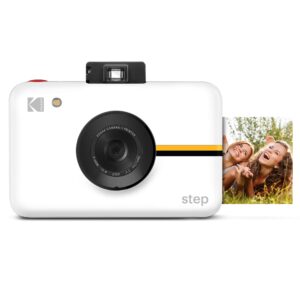 kodak step camera instant camera with 10mp image sensor, zink zero ink technology, classic viewfinder, selfie mode, auto timer, built-in flash & 6 picture modes | white.