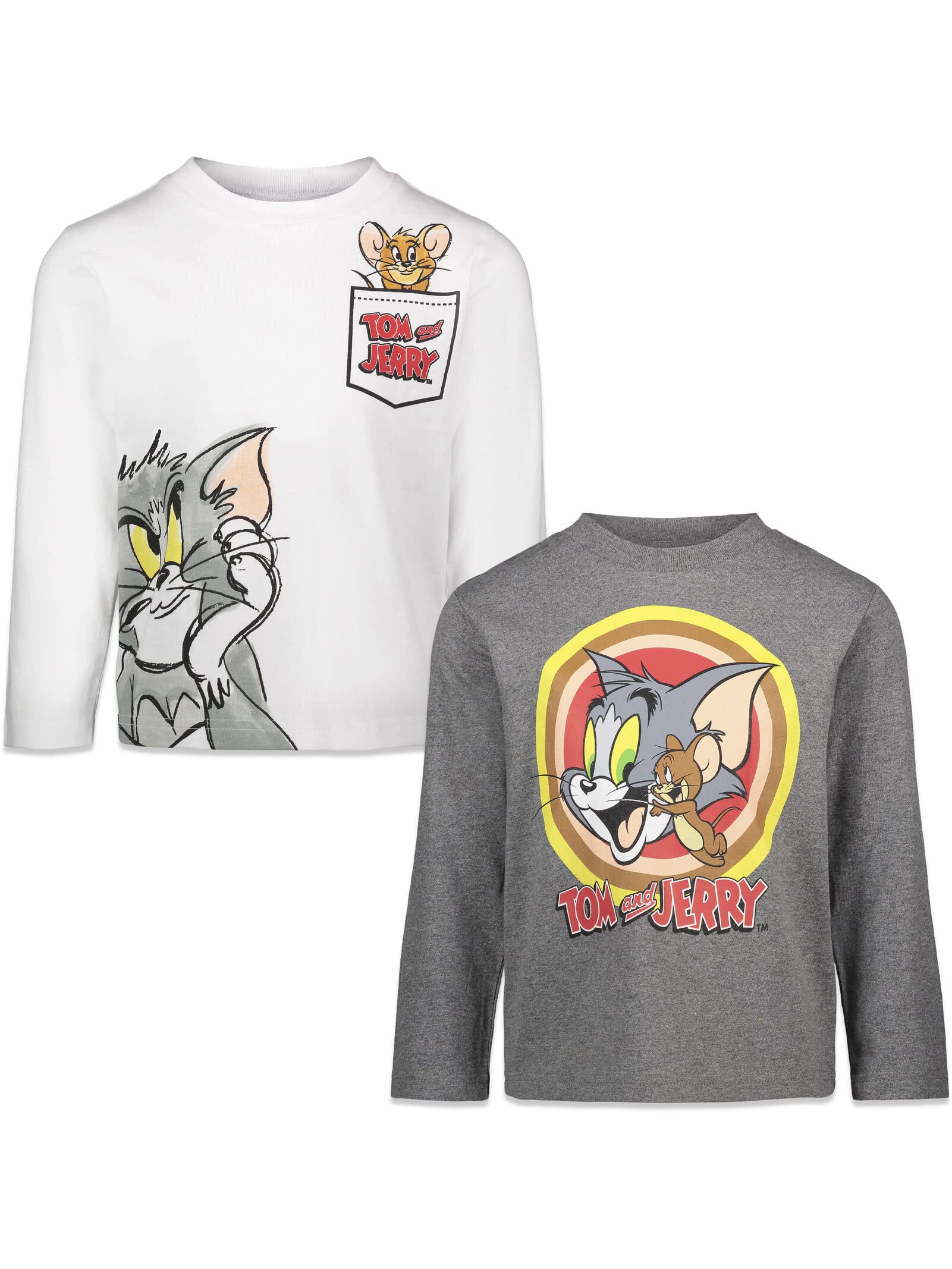 Warner Bros. Tom and Jerry Big Boys 2 Pack Long Sleeve Graphic T-Shirt 10-12 Multicolored