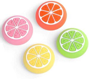 4 pcs fruit design thumb grip caps for switch, sameriver hestia goods joystick cap for nintendo switch & lite, soft silicone cover for joy-con control