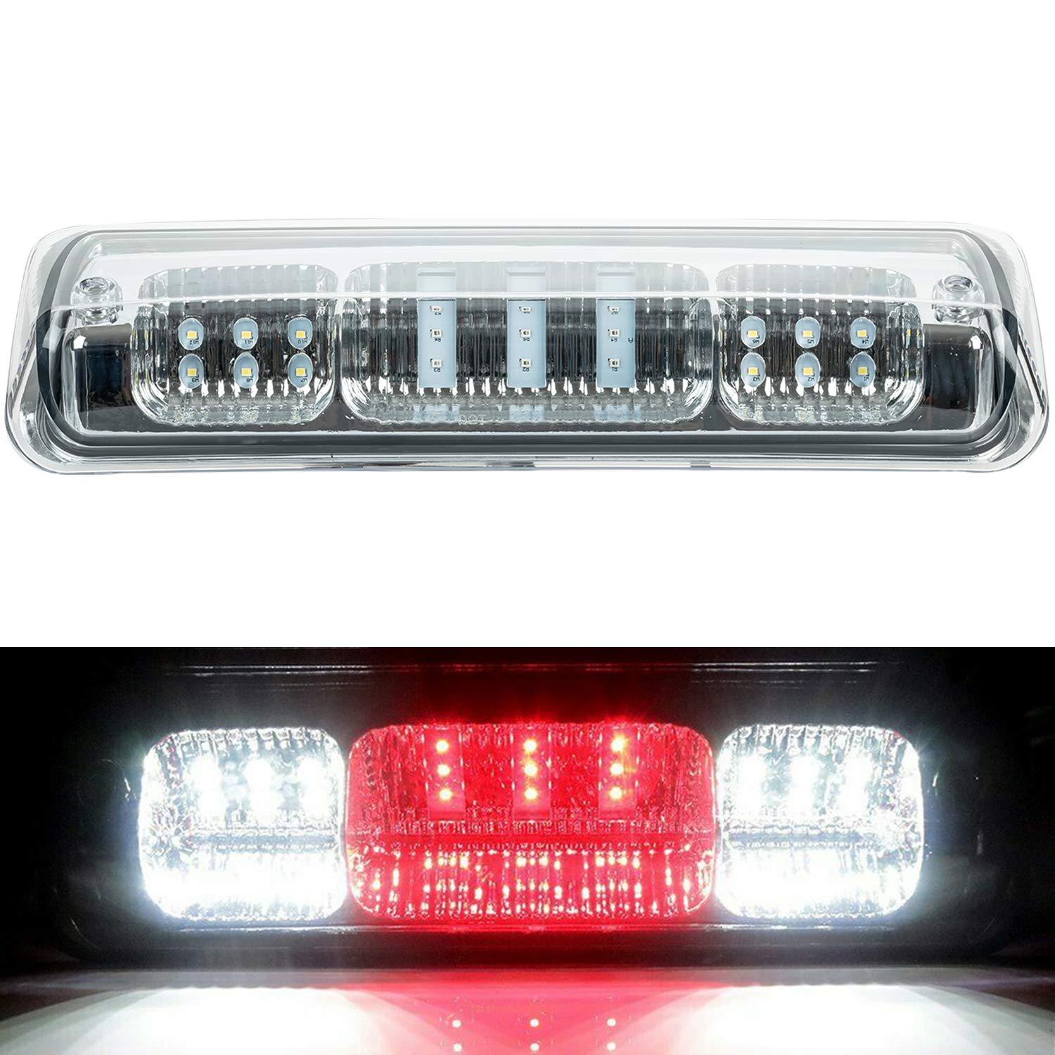 LED Third 3rd Brake Light Replacement for 2004 2005 2006 2007 2008 Ford F150 Lobo, 07-10 Ford Explorer Sport Trac, 06-08 Lincoln Mark LT, High Mount Stop Light Assembly, Clear Lens