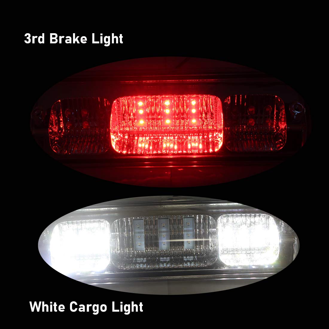 LED Third 3rd Brake Light Replacement for 2004 2005 2006 2007 2008 Ford F150 Lobo, 07-10 Ford Explorer Sport Trac, 06-08 Lincoln Mark LT, High Mount Stop Light Assembly, Clear Lens