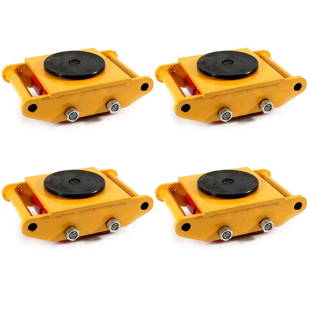 4PCS Machinery Skate Dolly, 6T Industrial Machinery Mover 13200LBS Heavy Duty Machinery Skate with Steel Rollers Cap 360 Degree Rotation Non-Slip Cap for Warehouse, Factory