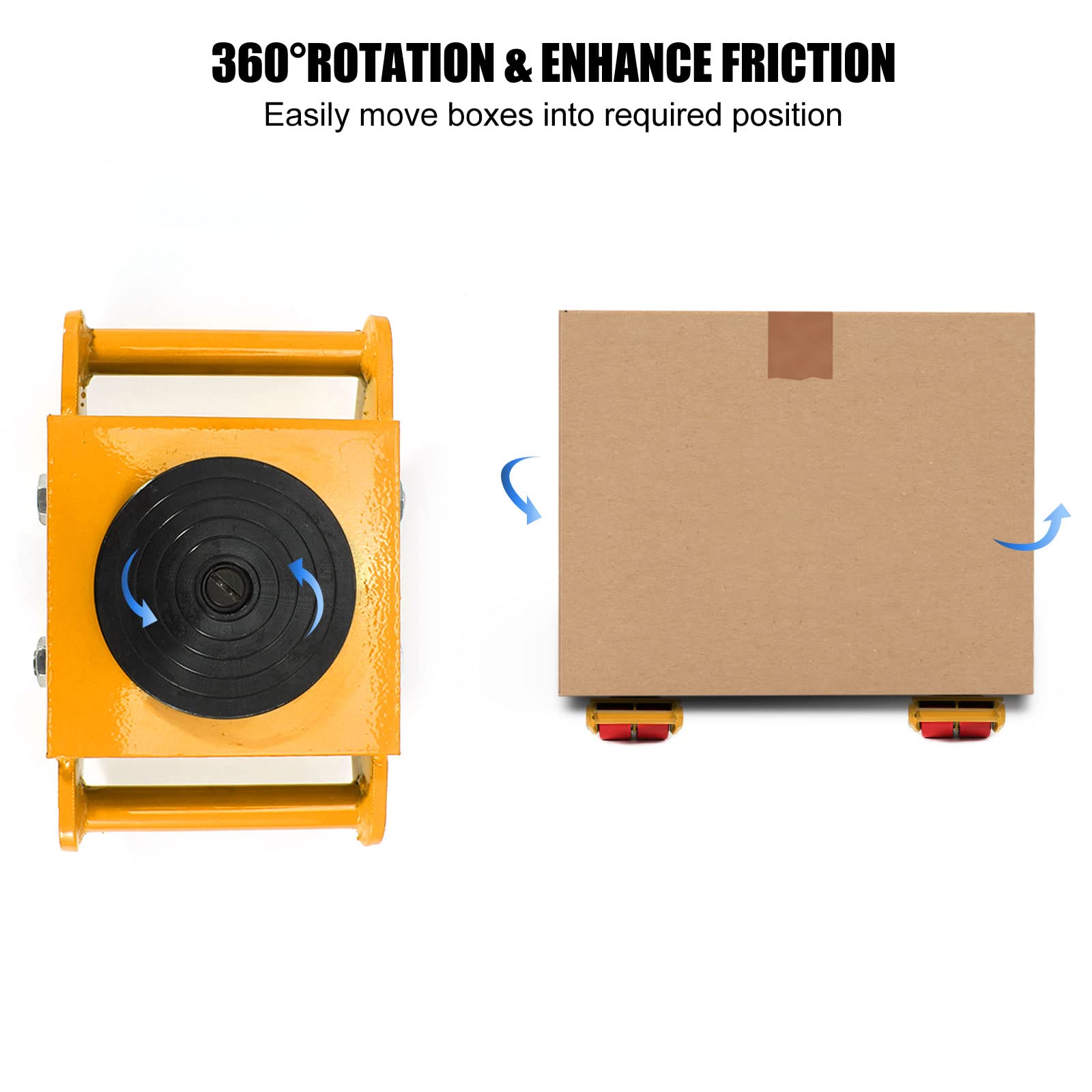 4PCS Machinery Skate Dolly, 6T Industrial Machinery Mover 13200LBS Heavy Duty Machinery Skate with Steel Rollers Cap 360 Degree Rotation Non-Slip Cap for Warehouse, Factory