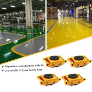 4PCS Machinery Skate Dolly, 6T Industrial Machinery Mover 13200LBS Heavy Duty Machinery Skate with Steel Rollers Cap 360 Degree Rotation Non-Slip Cap for Warehouse, Factory