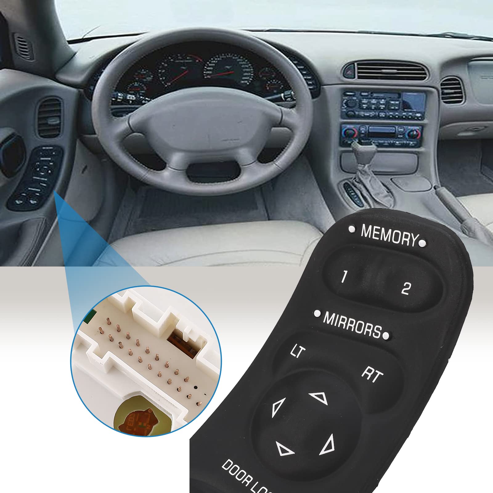 19209381 Left Driver Side Master Power Window Switch Compatible with Chevy C5 Corvette 1997-2004 - Window Switch Corvette Replaces 10092804