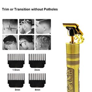 ReverseClock Hair Clippers for Men, Pro Li Close Cutting Trimmer, T-blade Cordless Electric Rechargeable Grooming Kit 1.5/2/3/4 mm Zero Gapped Detail Barber Haircut (Dragon Phoenix)