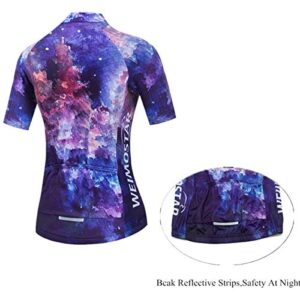 Cycling Jersey Women,Ladies Summer Short Sleeve Road Bike Tops Cycling Clothing Breathable Bicycle Shirts