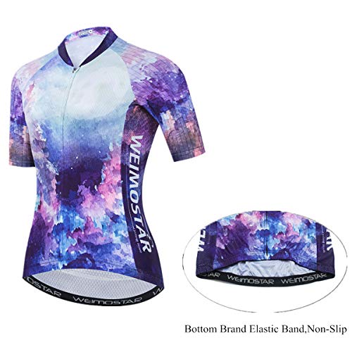 Cycling Jersey Women,Ladies Summer Short Sleeve Road Bike Tops Cycling Clothing Breathable Bicycle Shirts