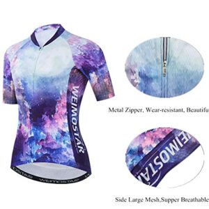 Cycling Jersey Women,Ladies Summer Short Sleeve Road Bike Tops Cycling Clothing Breathable Bicycle Shirts