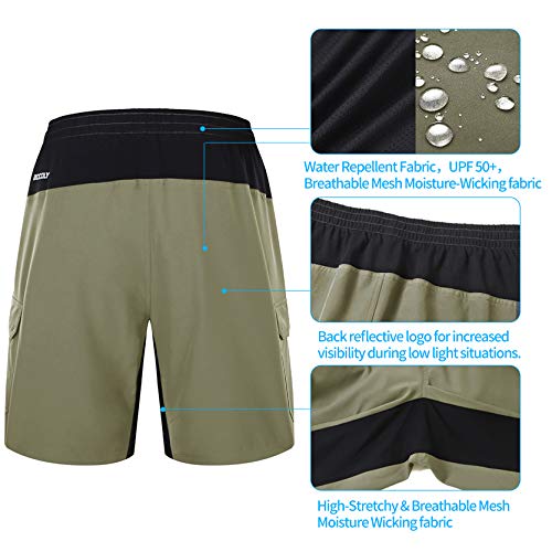 MOCOLY Mens Mountain Bike Shorts 3D Padded Lightweight Quick Dry MTB Cycling Shorts Riding Bicycle Shorts with Padding Green XL