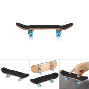 Raguso Maple Wooden Alloy Fingerboard Finger Skateboards Mini Fingerboard with Soft Pad Bearing Wheels and Box Reduce Pressure Kids Gifts(Light Blue)