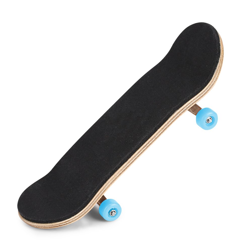 Raguso Maple Wooden Alloy Fingerboard Finger Skateboards Mini Fingerboard with Soft Pad Bearing Wheels and Box Reduce Pressure Kids Gifts(Light Blue)