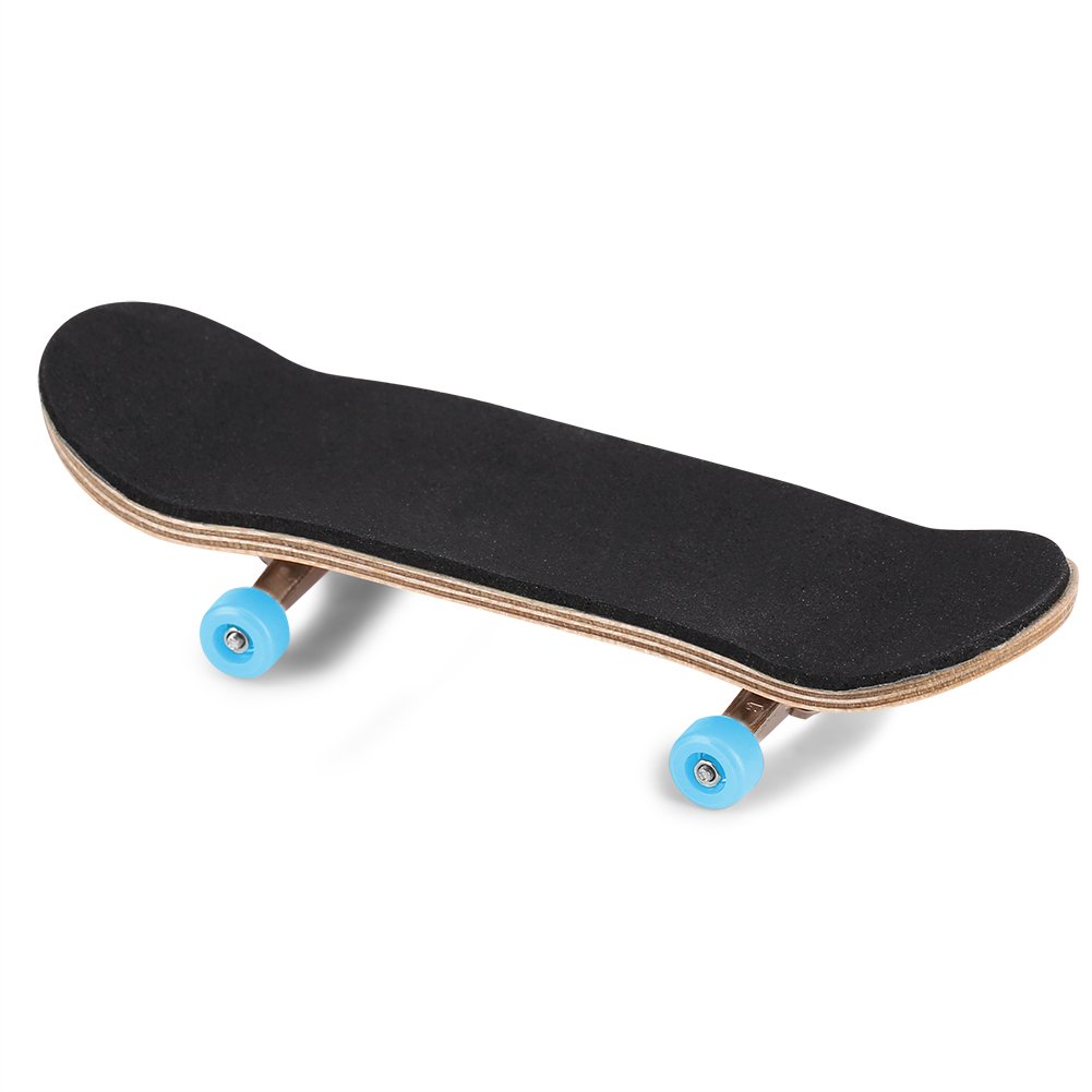 Raguso Maple Wooden Alloy Fingerboard Finger Skateboards Mini Fingerboard with Soft Pad Bearing Wheels and Box Reduce Pressure Kids Gifts(Light Blue)