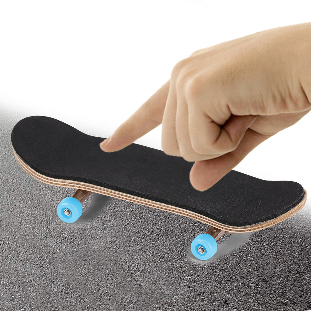 Raguso Maple Wooden Alloy Fingerboard Finger Skateboards Mini Fingerboard with Soft Pad Bearing Wheels and Box Reduce Pressure Kids Gifts(Light Blue)