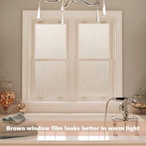 LEMON CLOUD Window Film No Adhesive Removable,Decorative Privacy Window Films,Texture Privacy Glass Film for Bathroom Office Home(35.4x78.7inches, Brown)