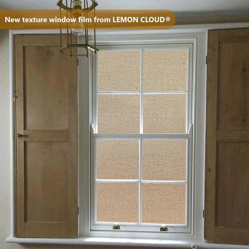 LEMON CLOUD Window Film No Adhesive Removable,Decorative Privacy Window Films,Texture Privacy Glass Film for Bathroom Office Home(35.4x78.7inches, Brown)